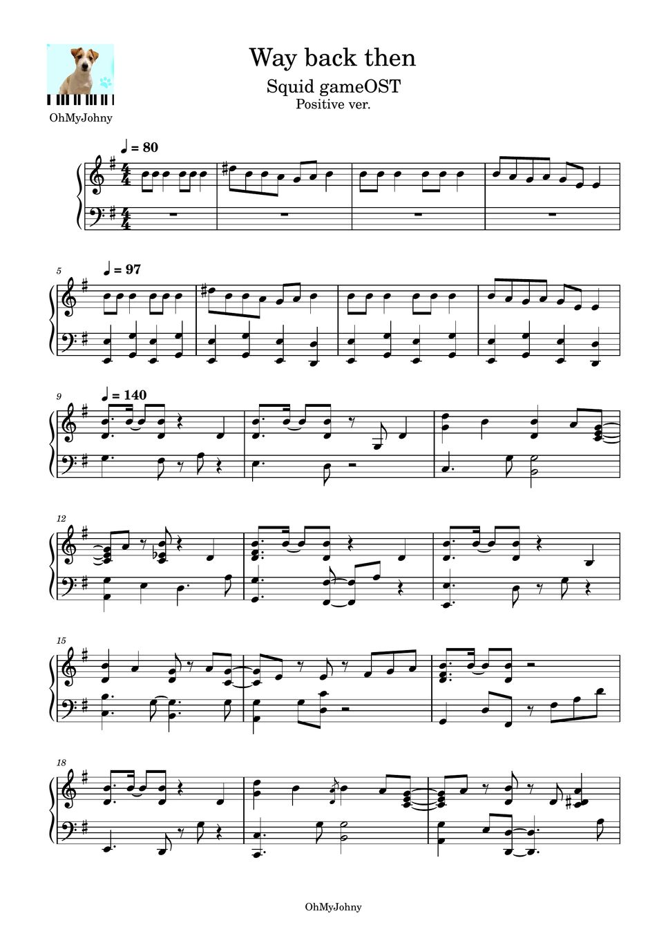 Squid game - Way back then (Piano smooth) Spartito by OhMyJohny