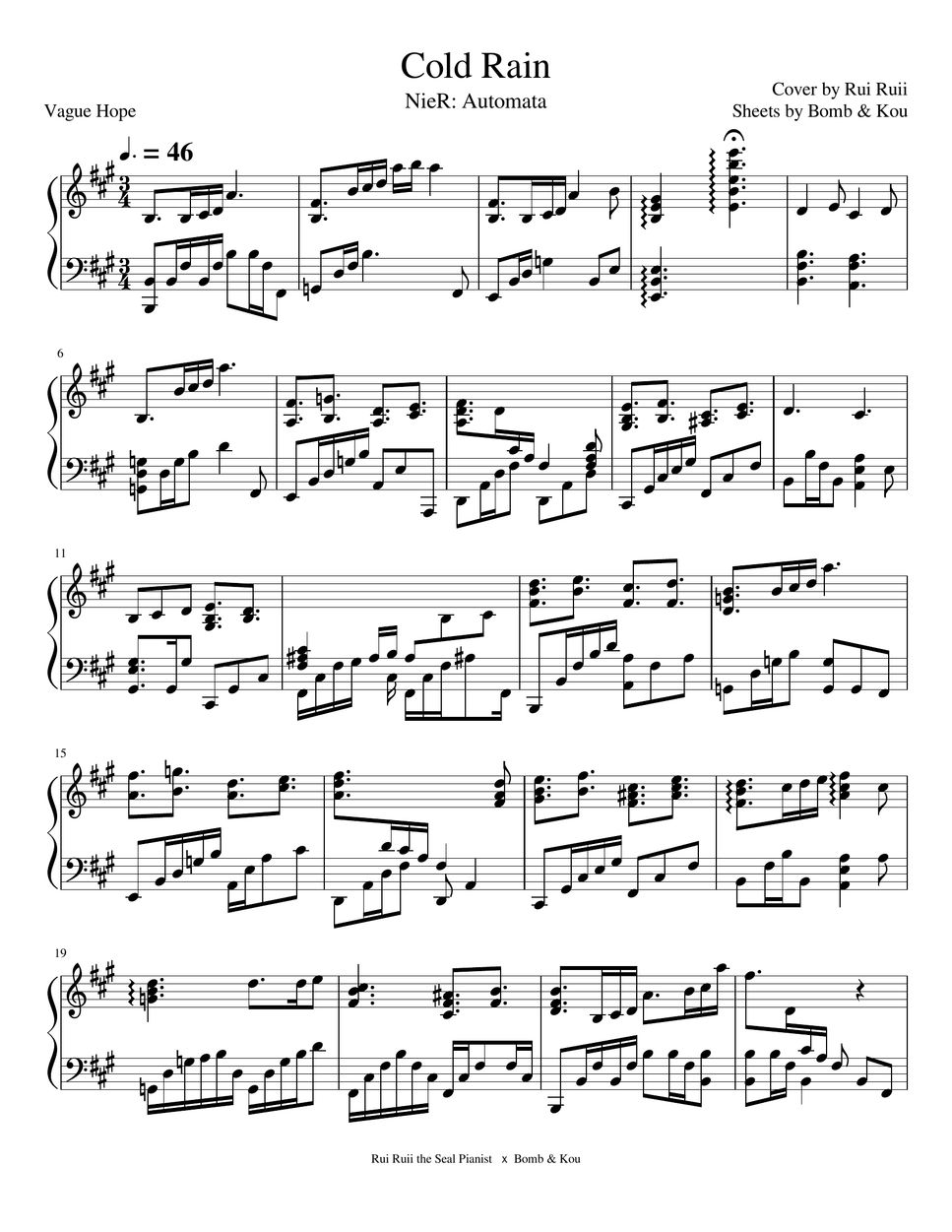NieR: Automata - Vague Hope (Cold Rain / Spring Rain) (Rui Ruii) แผ่น ...