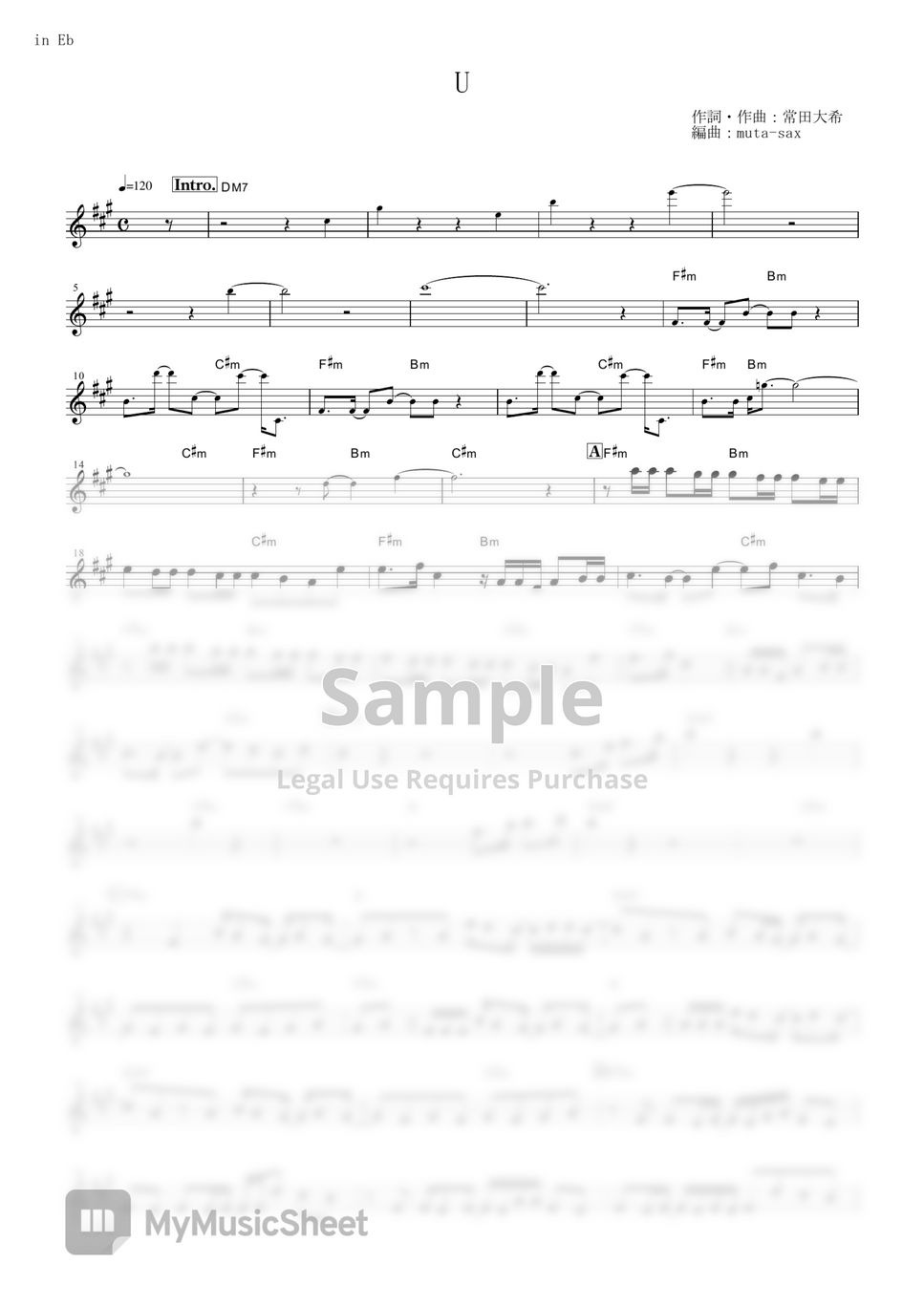 Belle - U (in Eb) Sheets by millennium parade & Belle