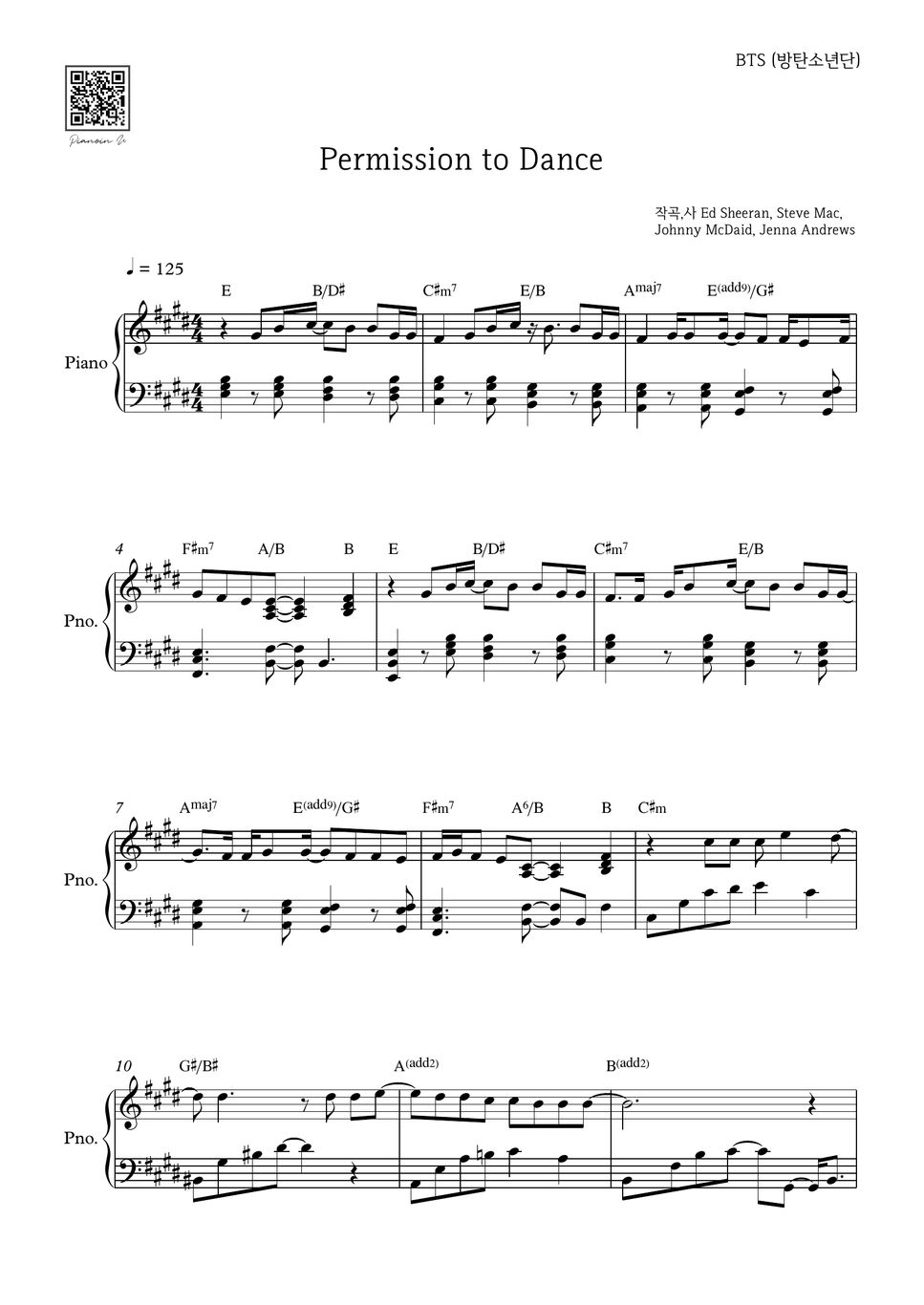 BTS - Permission to Dance 楽譜 by PIANOiNU