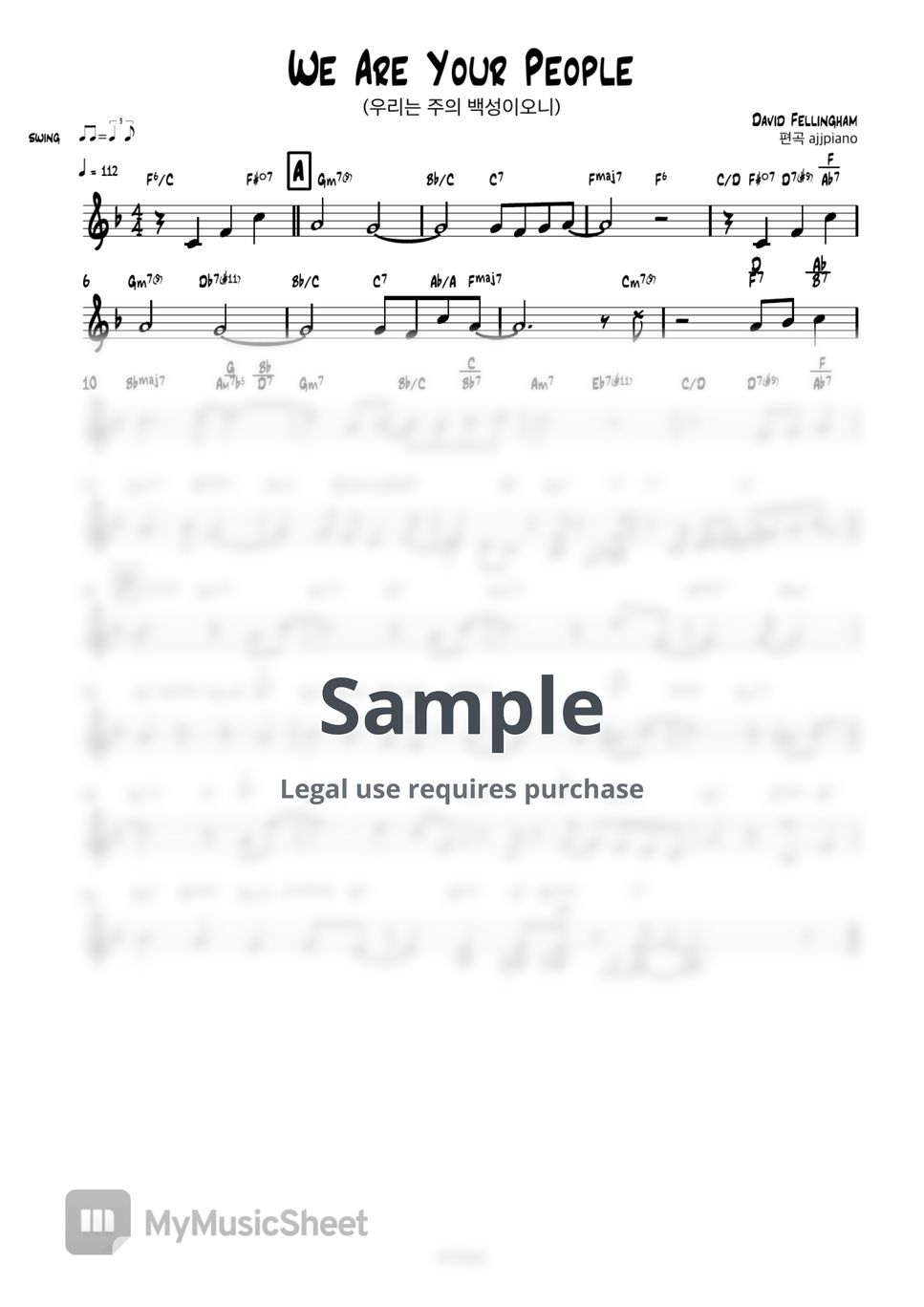 David Fellingham - 우리는 주의 백성이오니 (lead sheet) 악보 by ajjpiano