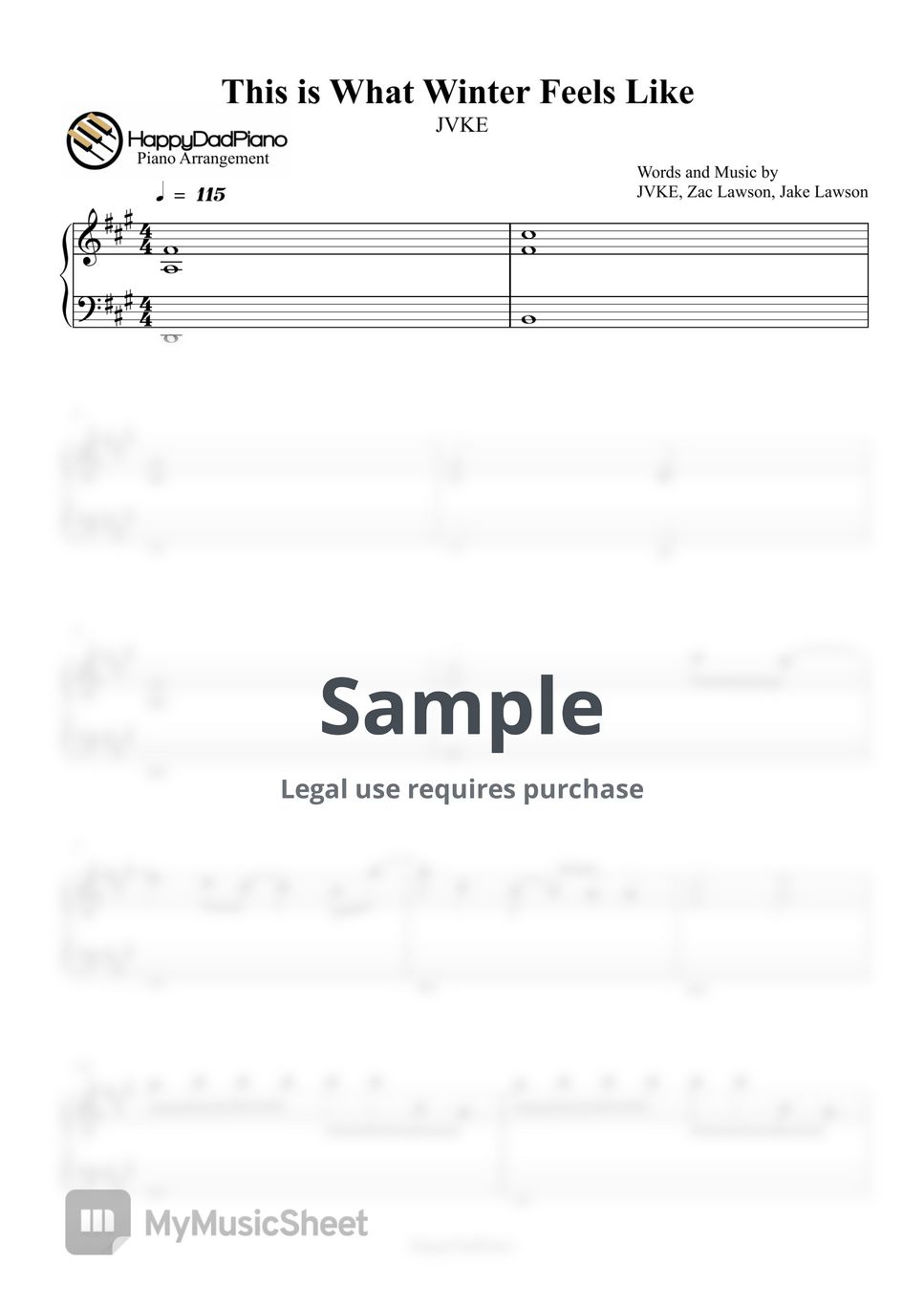 JVKE - This is What Winter Feels Like โน้ตเพลง by HappyDadPiano