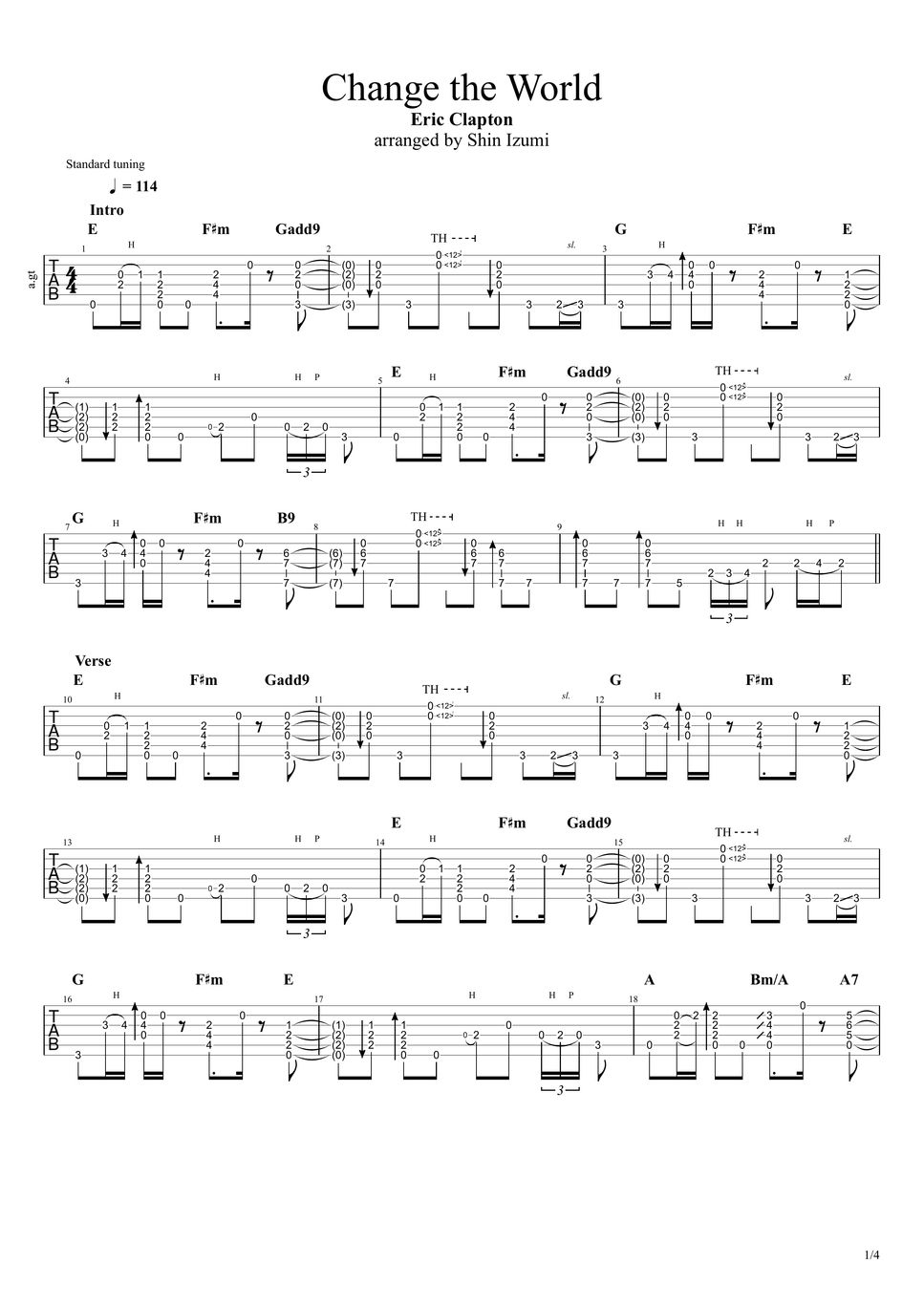Eric Clapton - Change the World Partitura by Shin Izumi