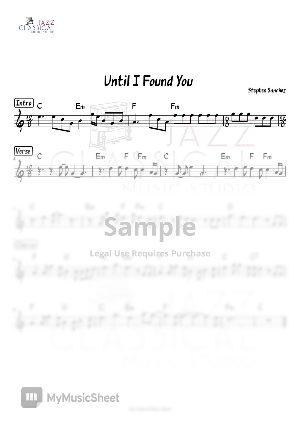 Stephen Sanchez - Until I Found You (no lyrics) Sheet Music by Jazz ...