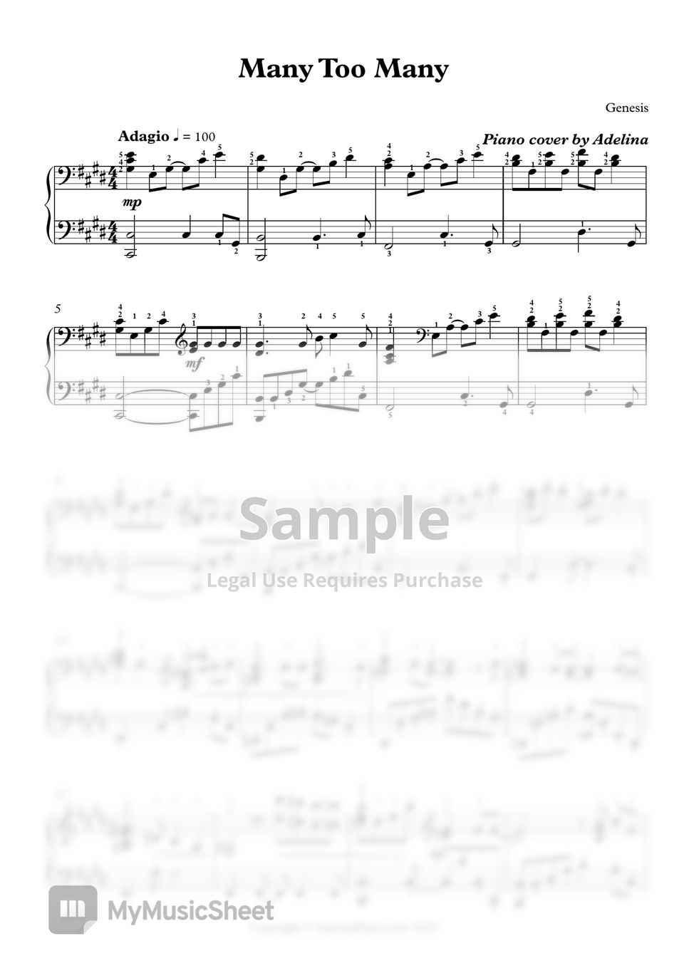 Genesis - Many Too Many Sheets by Adelina Piano