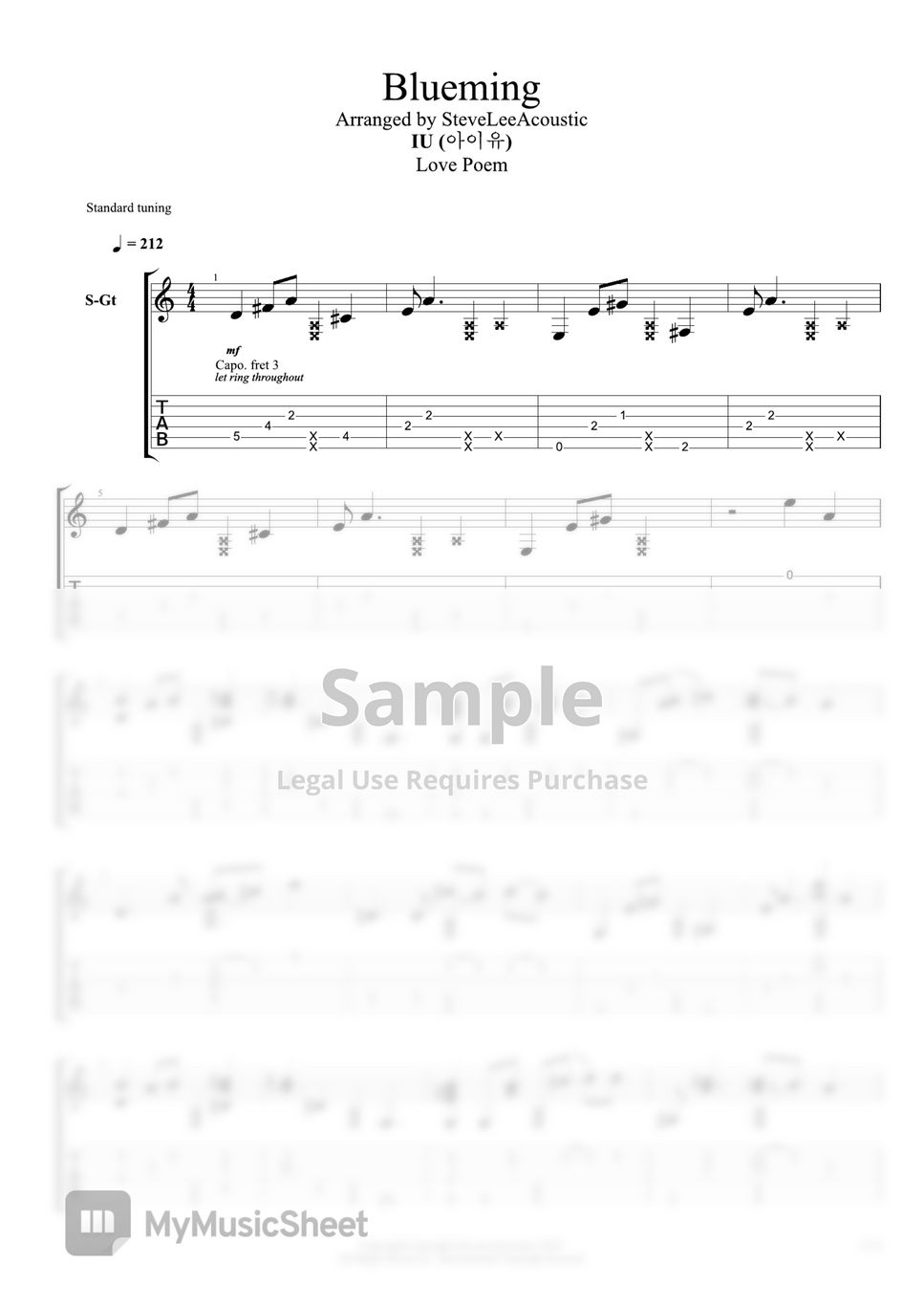 IU (아이유) - Blueming TAB+1 Staff by SteveLeeAcoustic