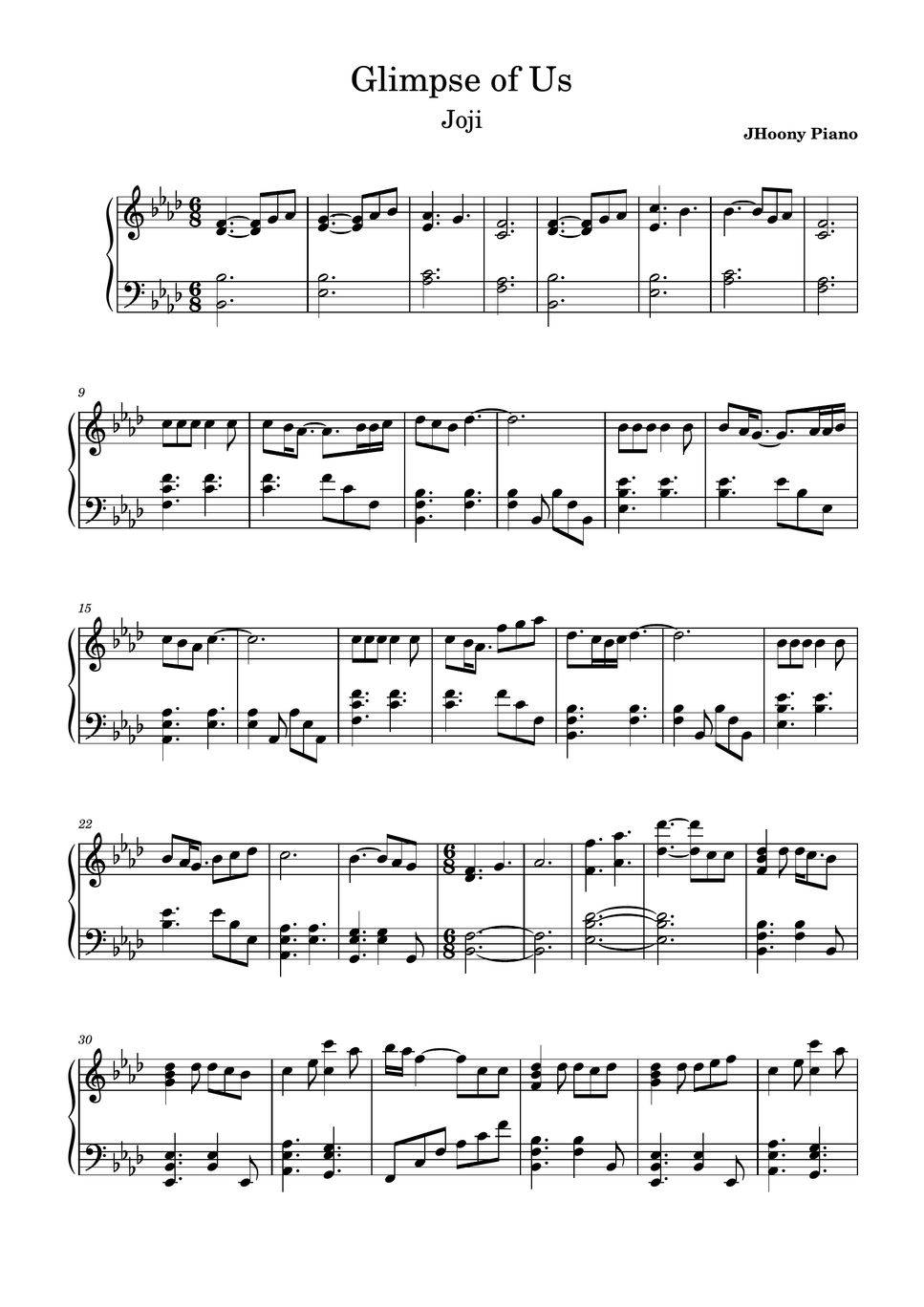 Joji - Glimpse of Us Sheets by JHoony Piano