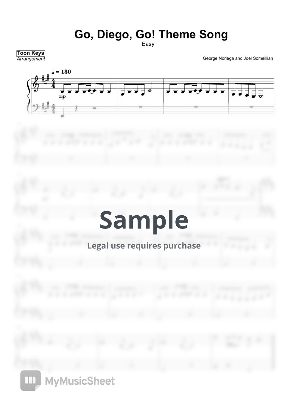 George Noriega, Joel Someillian - Go, Diego, Go! Theme Song Ноты by ...