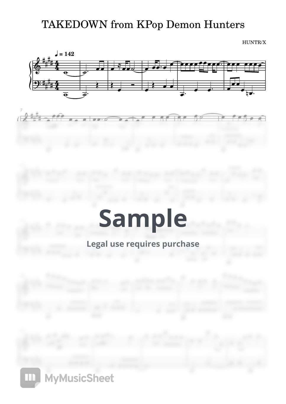 HUNTR/X - TAKEDOWN from KPop Demon Hunters Sheet Music by jpoptopiano