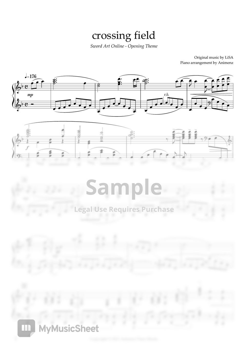 LiSA - crossing field (Sword Art Online OP) Sheet Music by Animenz