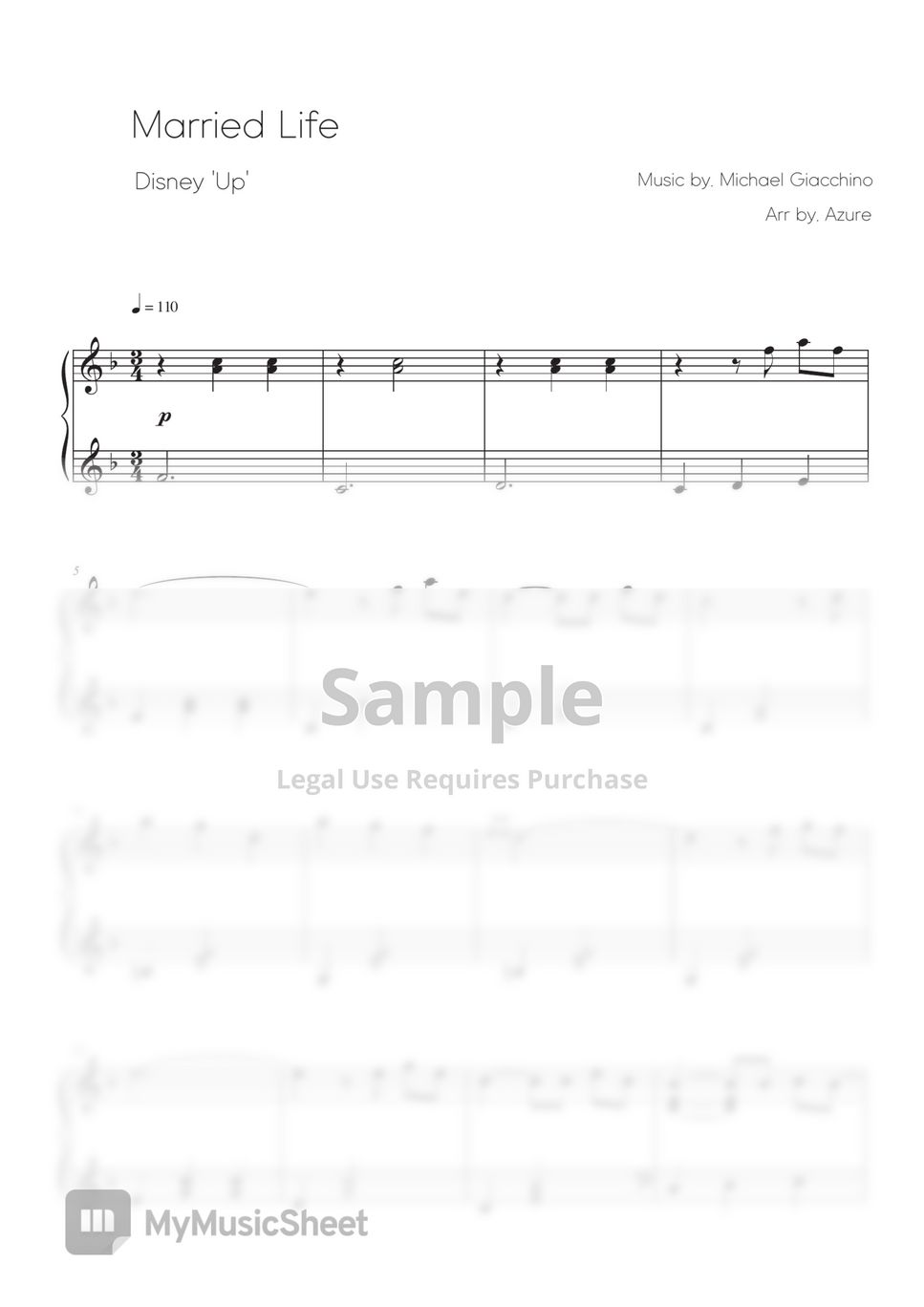 Up OST - Married Life Hoja by Azure Piano