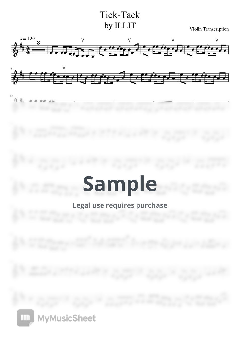 ILLIT - Tick-Tack by ILLIT - Violin Transcription Sheet Music by Lufé