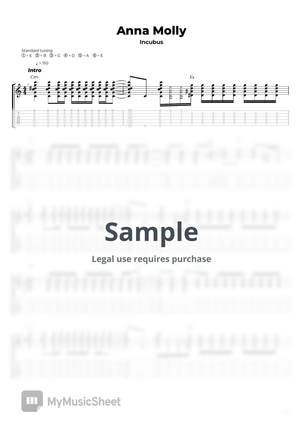 Incubus - Anna Molly 악보 by Nikola Gugoski