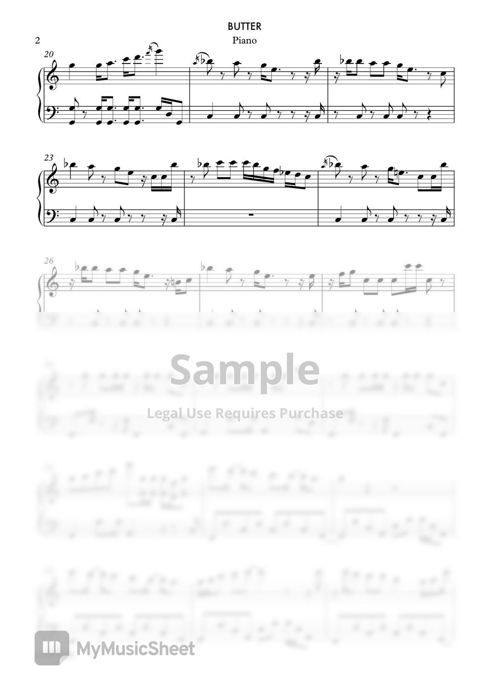 BTS - Butter (piano female key) 樂譜 by musik fadli