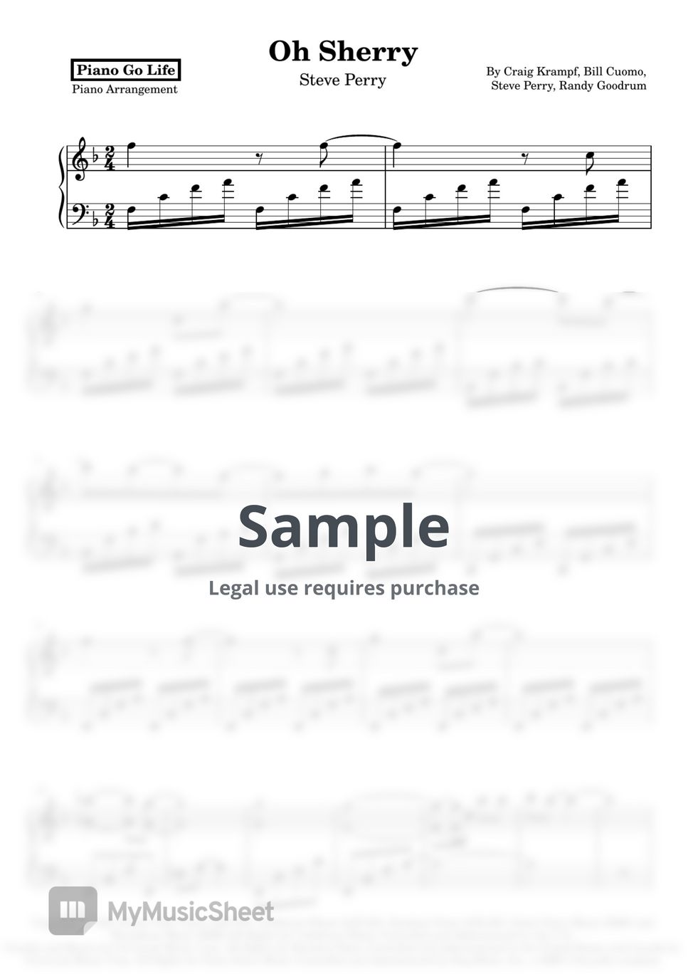 Steve Perry - Oh Sherry Sheet Music by Piano Go Life