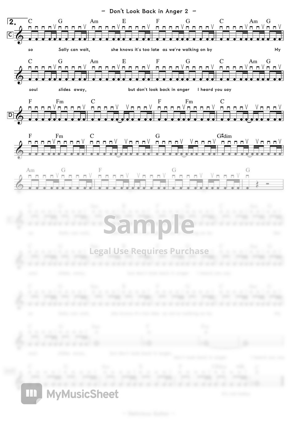 Oasis - Don't Look Back in Anger Sheet Music by Delicious Guitar