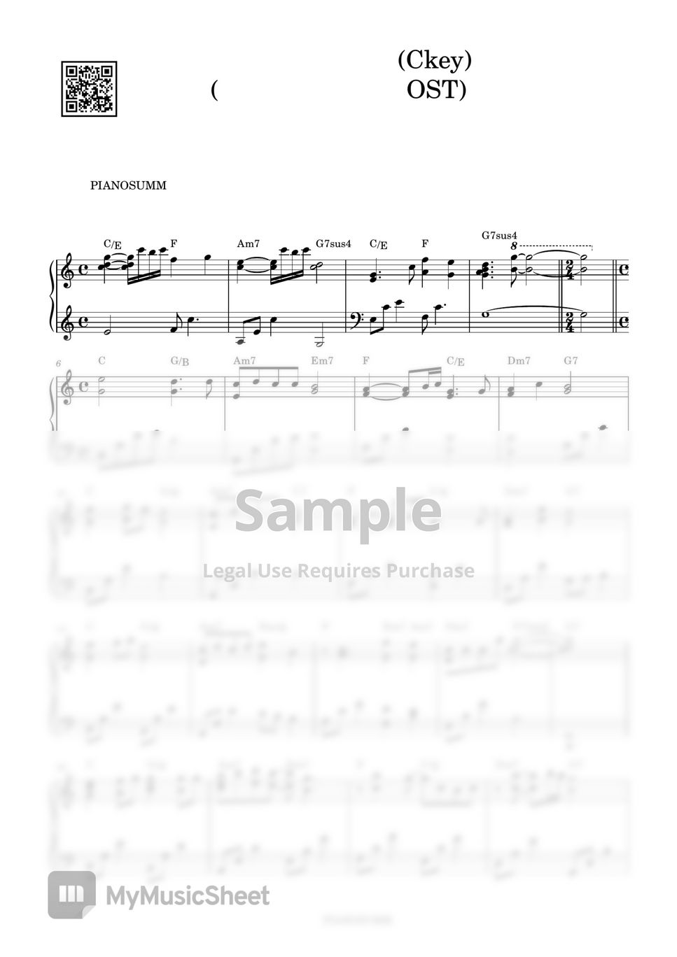 김대명 - 가을 우체국 앞에서 (Ckey) Sheets by PIANOSUMM