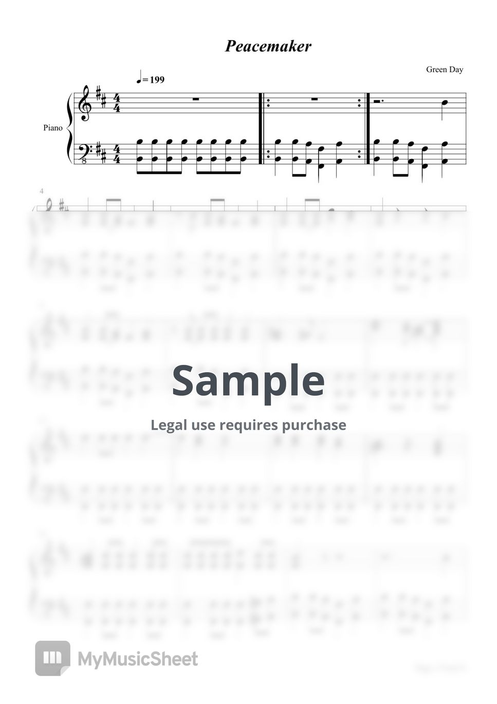 Green Day - Peacemaker (Green Day) Sheet Music by dogemusic