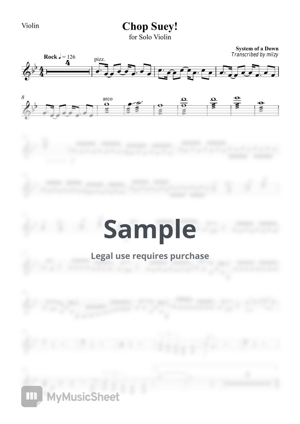 System of a Down - Chop Suey! (Violin) Sheets by milzy