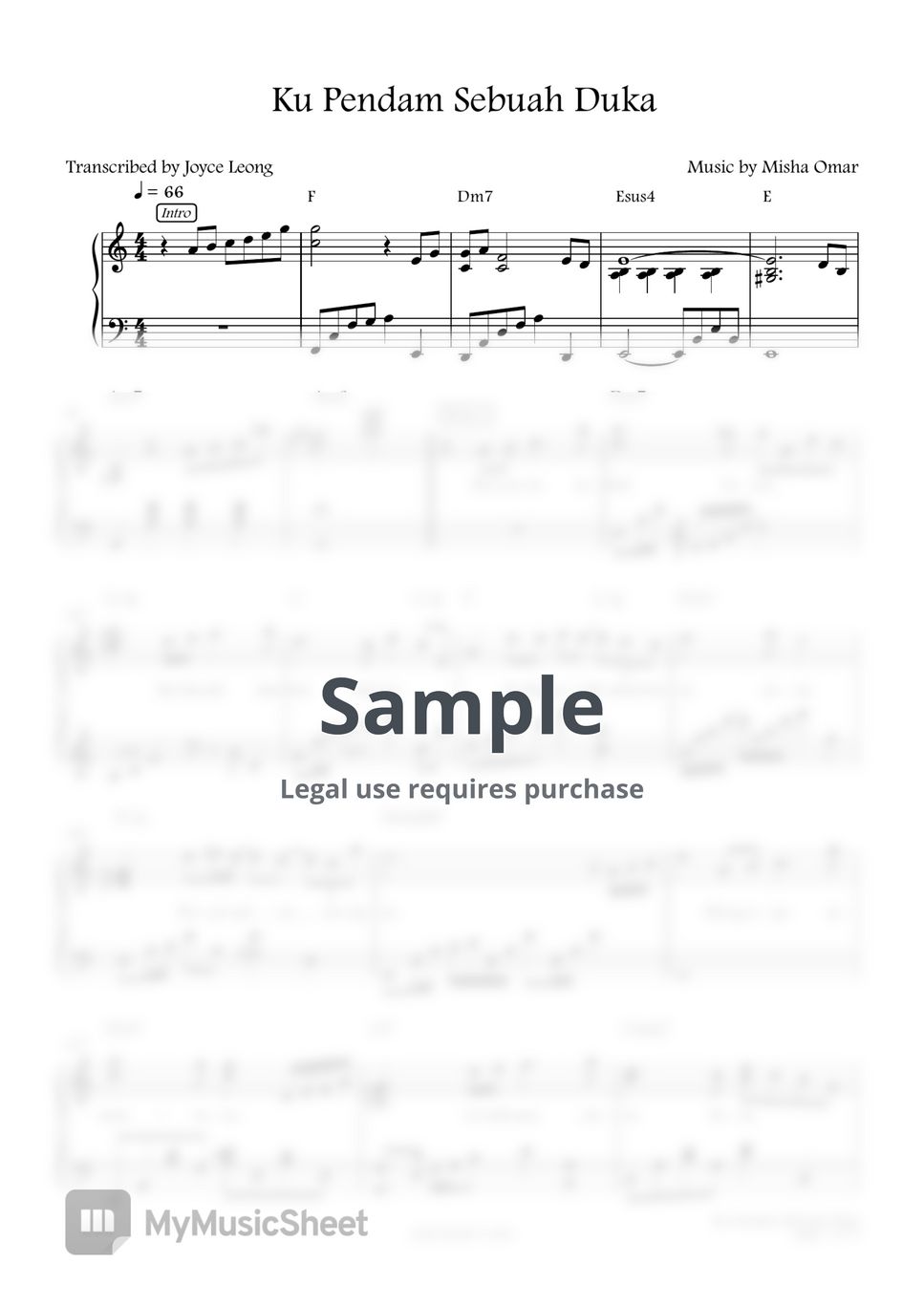 Misha Omar - Ku Pendam Sebuah Duka Sheets by Joyce Leong