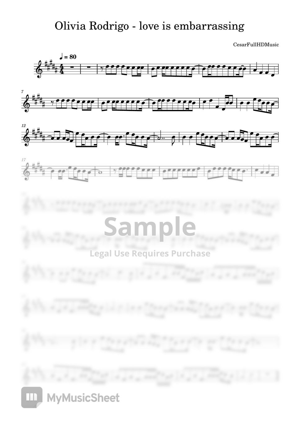 Olivia Rodrigo - love is embarrassing Sheet Music