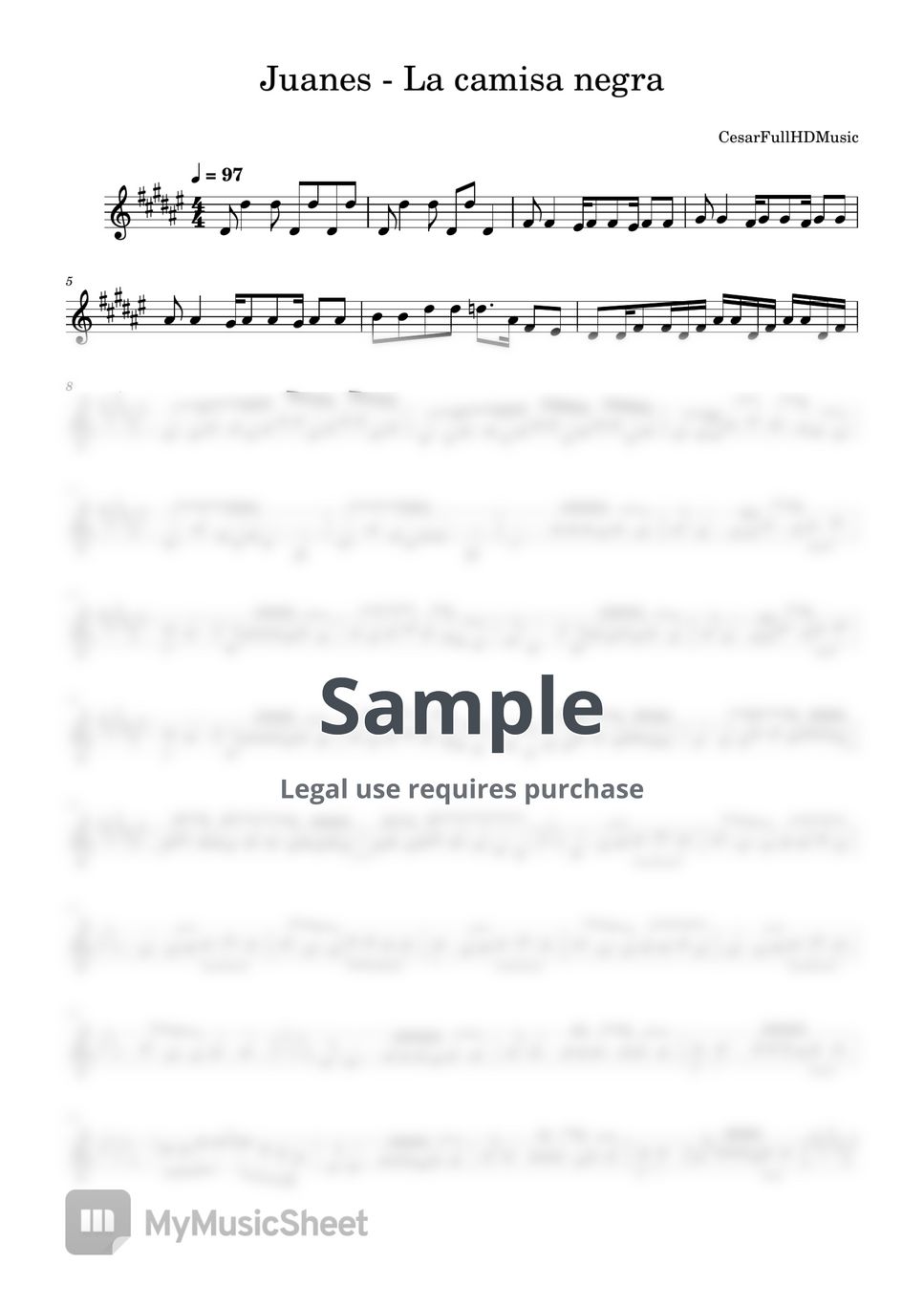 Juanes - La camisa negra Sheets