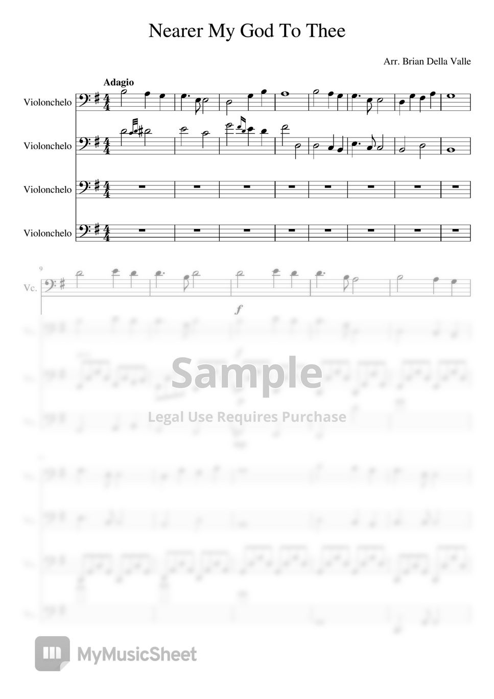 Sarah Flower Adams - Nearer My God To Thee CELLO QUARTET Sheets by ...