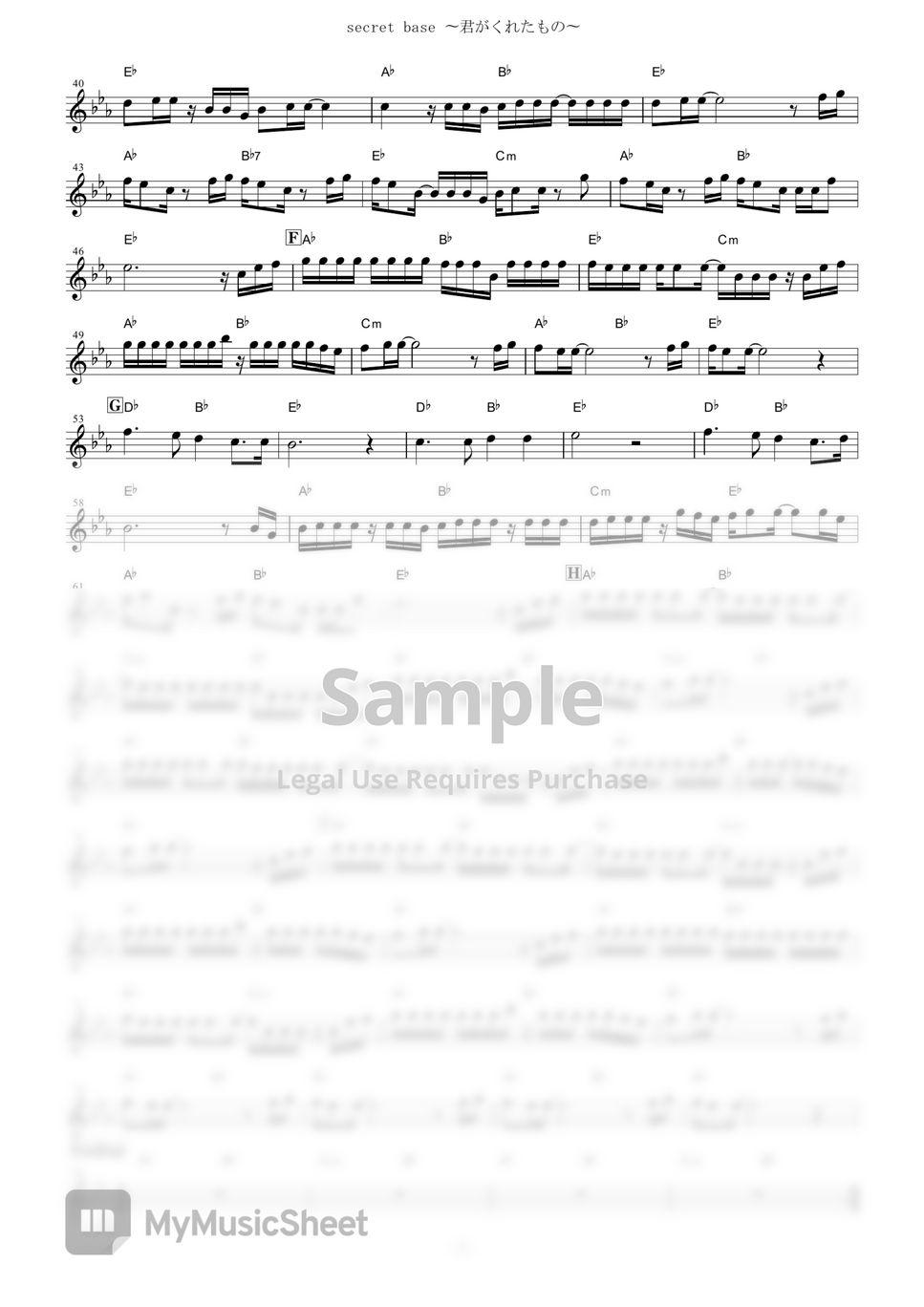 ZONE - secret base ~Kimi ga Kureta Mono~ (in Eb) Partitura