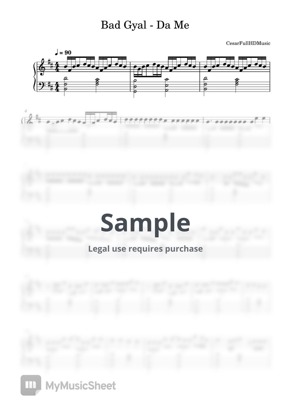 Bad Gyal - Da Me Sheet Music