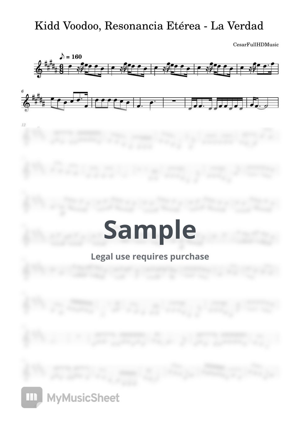 Kidd Voodoo, Resonancia Etérea - La Verdad Sheet Music