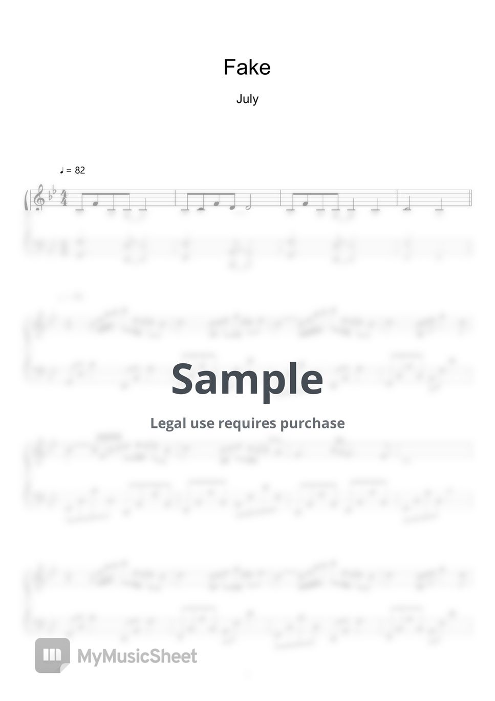 줄라이 (July) - Fake (Sheet Music, MIDI,) Sheets by sayu