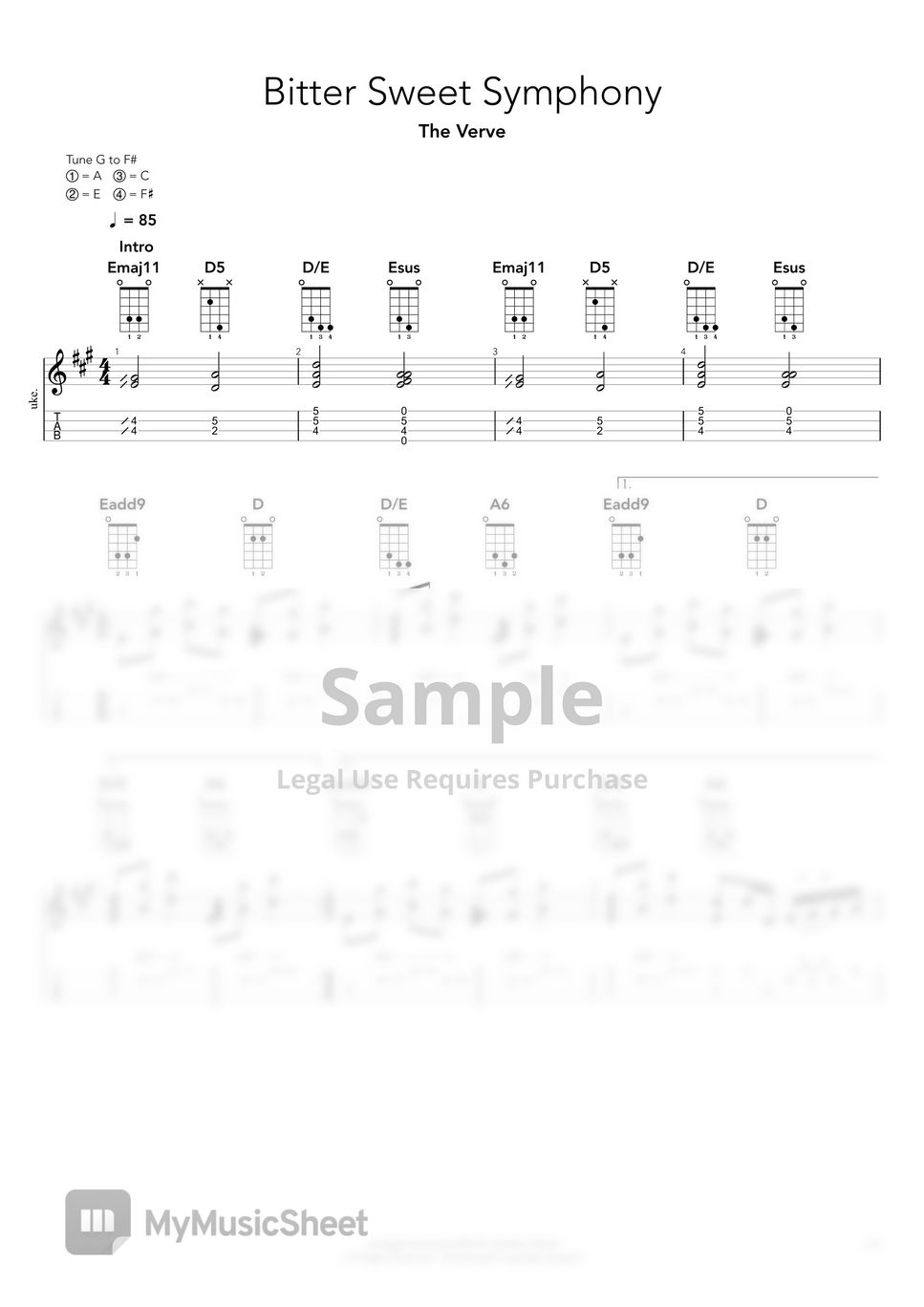 The Verve - Bitter sweet symphony Tab + 단선 악보 by 4stringboy