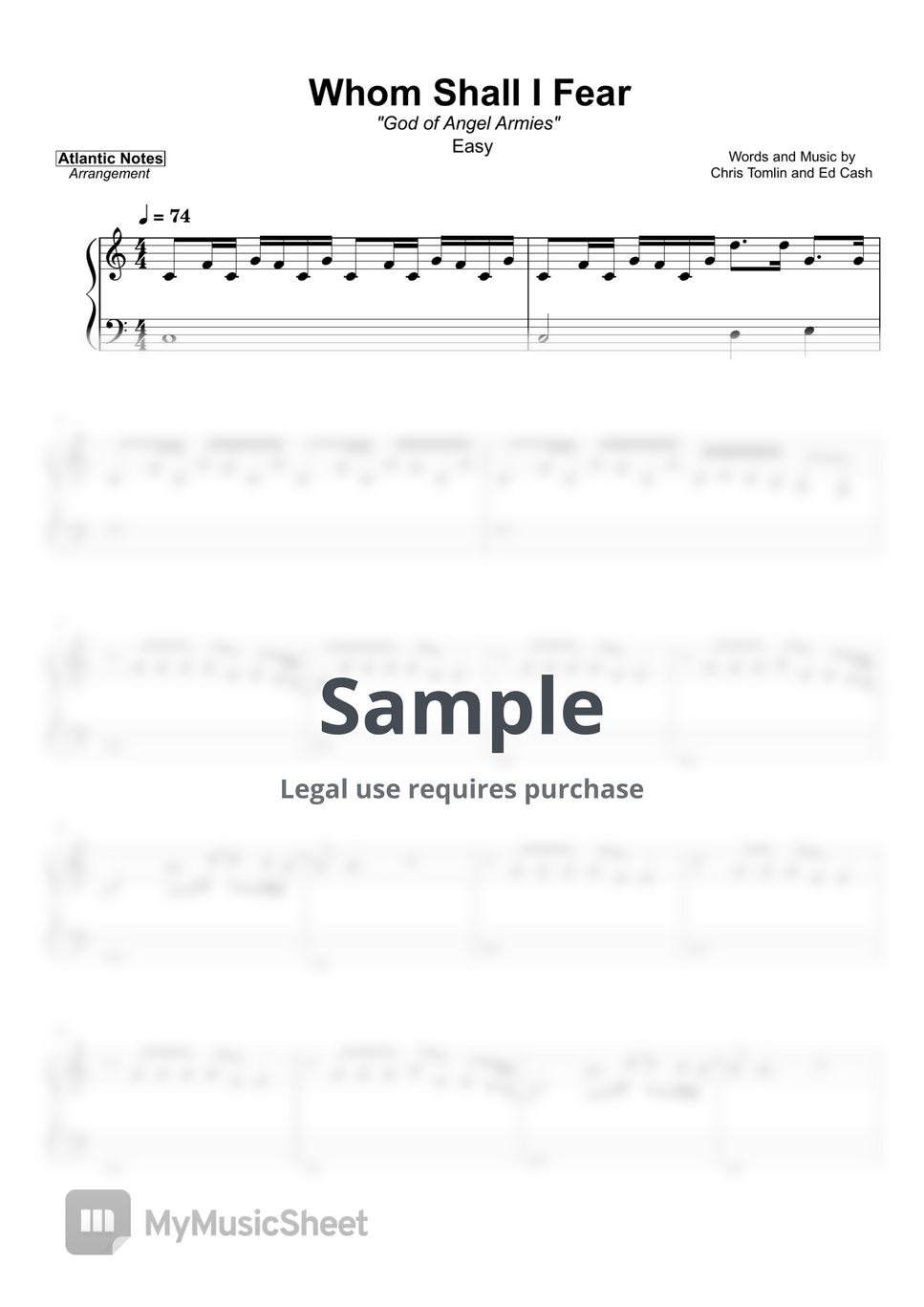 Chris Tomlin - Whom Shall I Fear (God of Angel Armies) 악보 by Atlantic Notes
