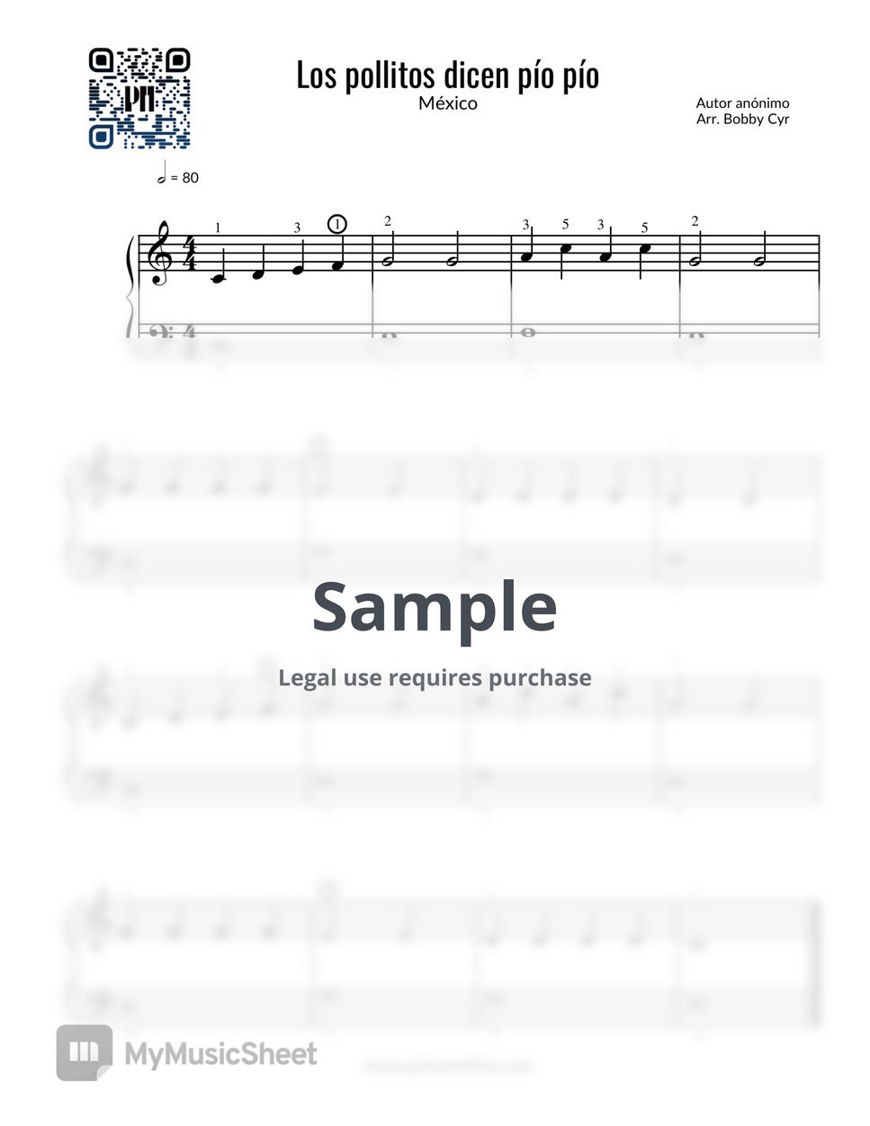 Los pollitos dicen pío pío (piano fácil) 악보 by Piano Notion