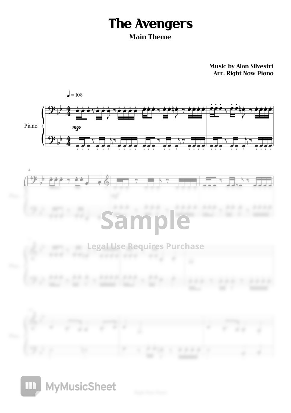 The Avengers - The Avengers - Main Theme Sheet Music by Right Now Piano