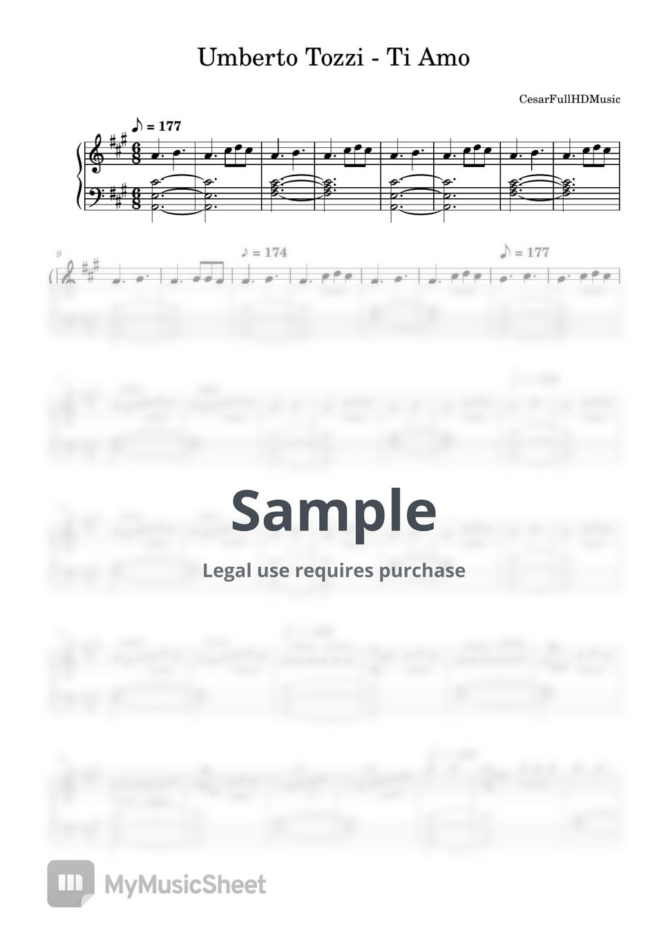 Umberto Tozzi - Ti Amo Sheets