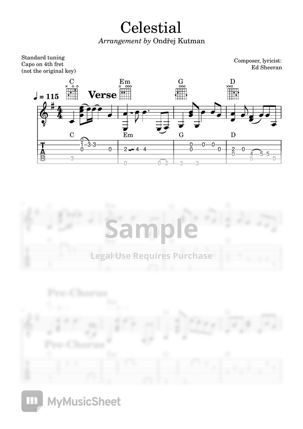 Ed Sheeran - Celestial Tab + 1staff by Ondřej Kutman