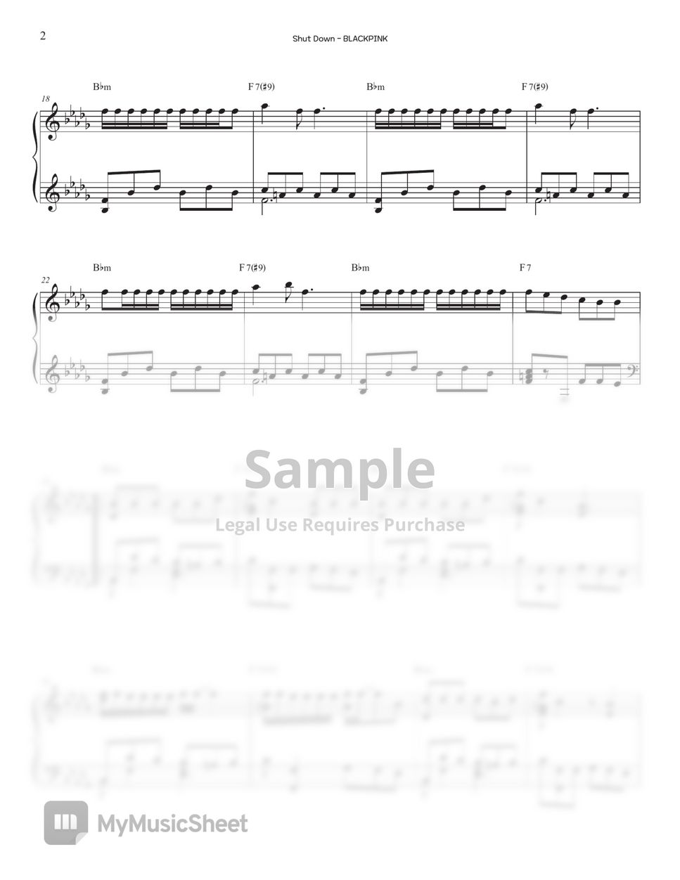Blackpink (블랙핑크) - Shut Down (Bb minor, A minor key) Sheets by Jinnie J