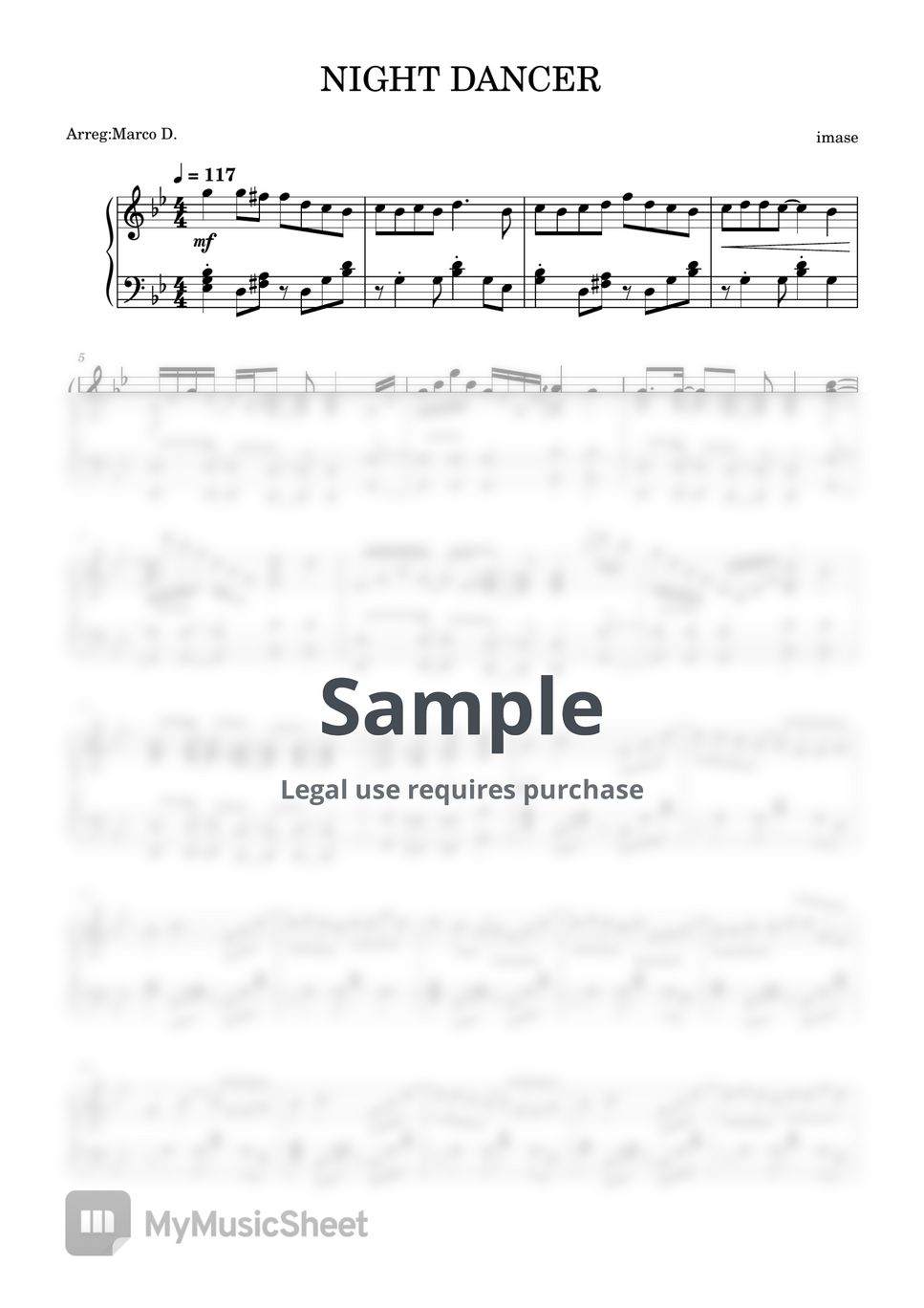 Imase - NIGHT DANCER (MIDI / PIANO VER/ IMASE) Sheet Music by Marco D.