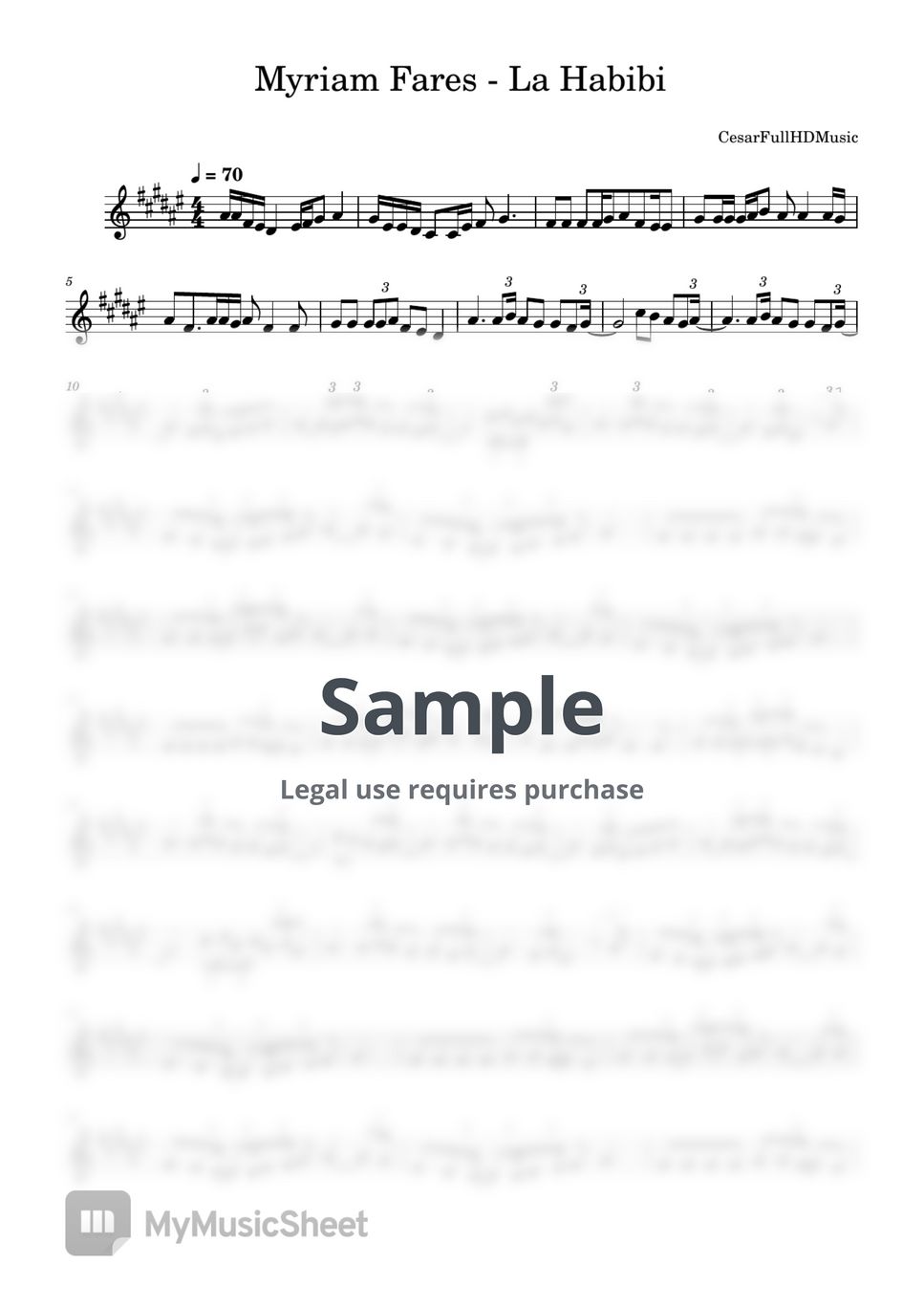 Myriam Fares - La Habibi Sheet Music