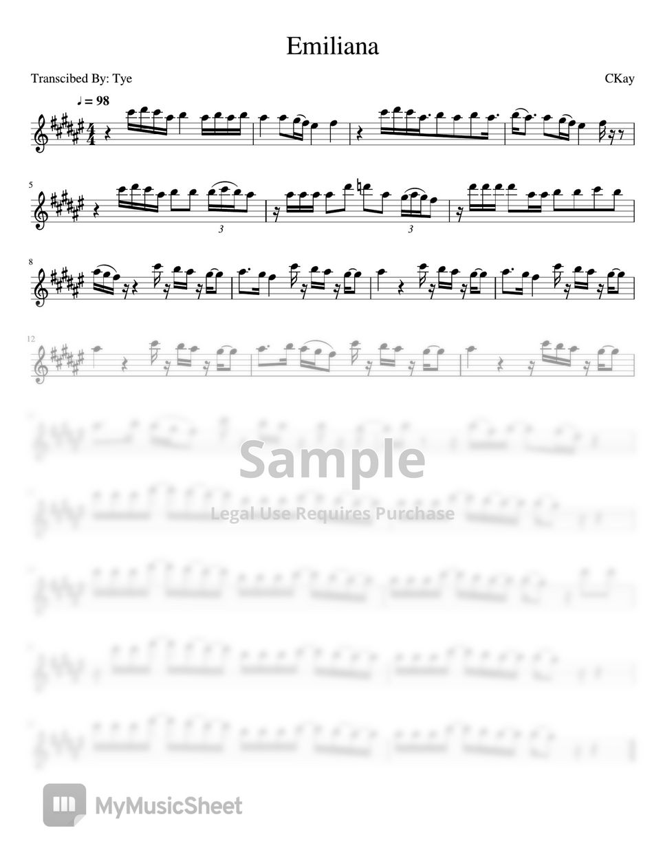 CKay - Emiliana Sheet Music by BonafideTye