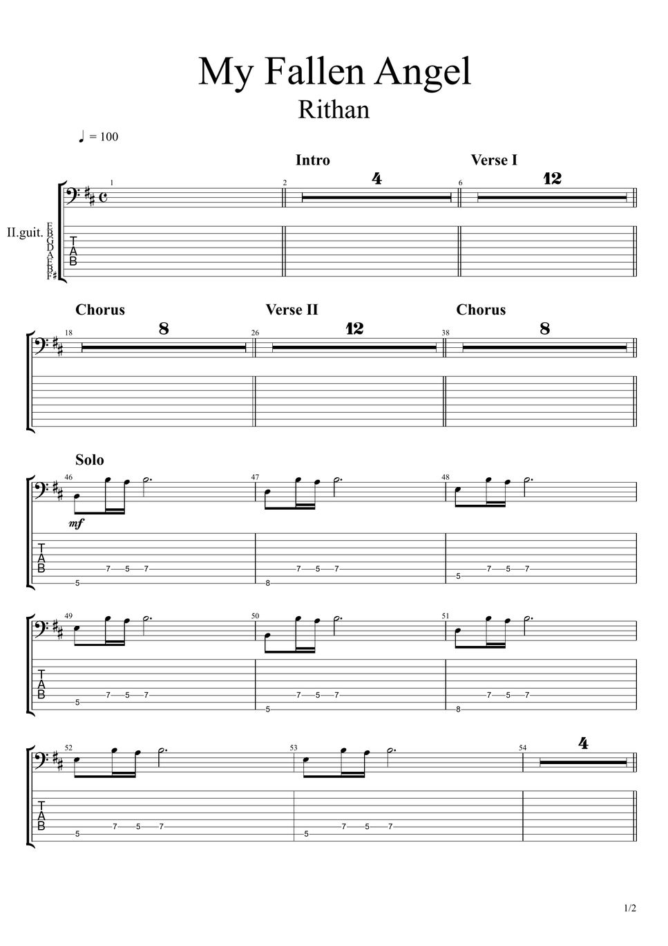 Rithan - My Fallen Angel Sheets by Rithan Vijay