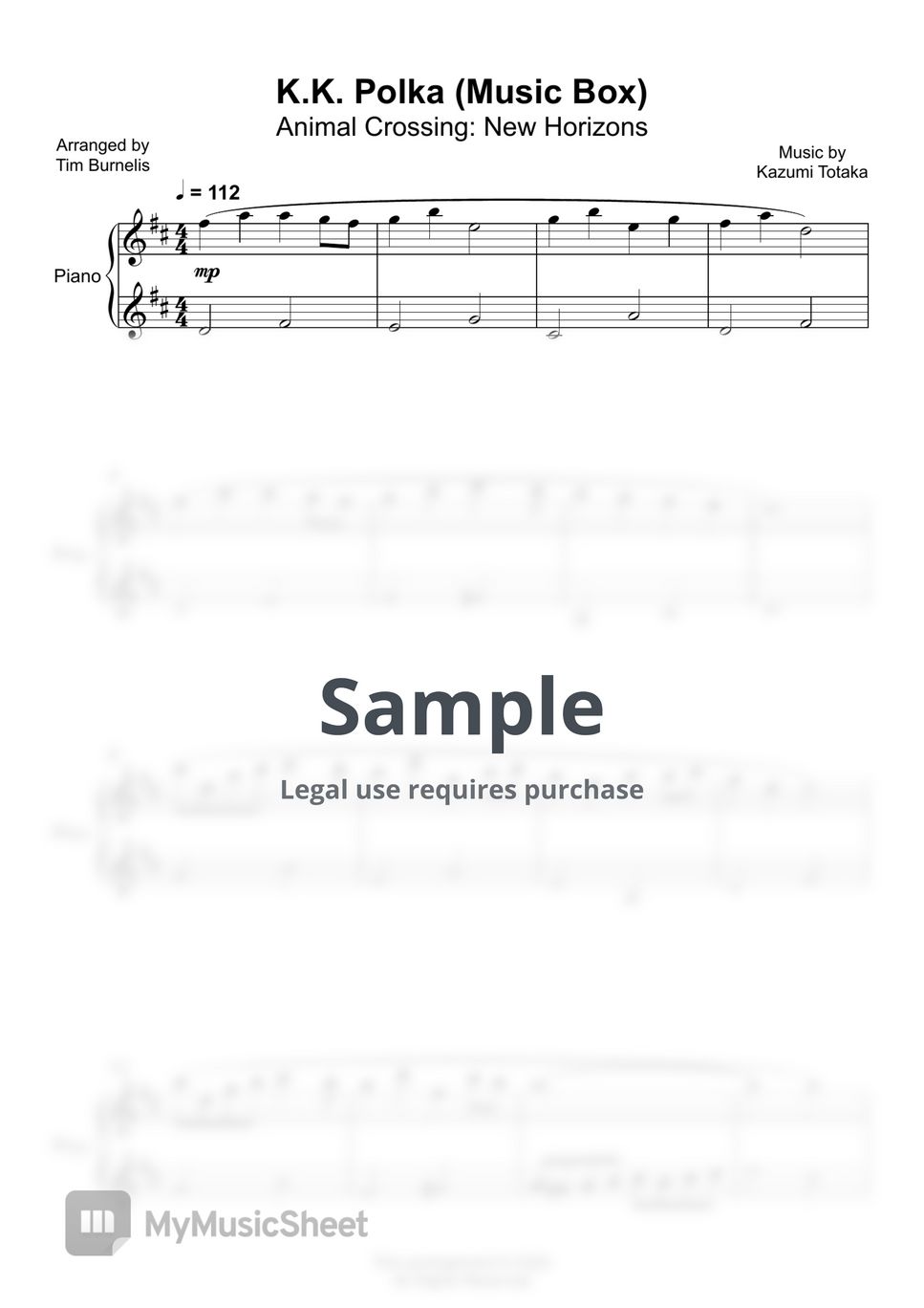 Animal Crossing: New Horizons - K.K. Polka (Music Box) Sheet Music by ...