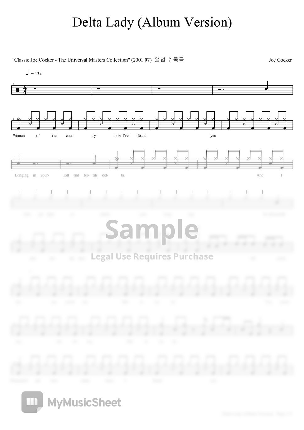 Joe Cocker - Delta Lady (Album Version) Sheets by COPYDRUM