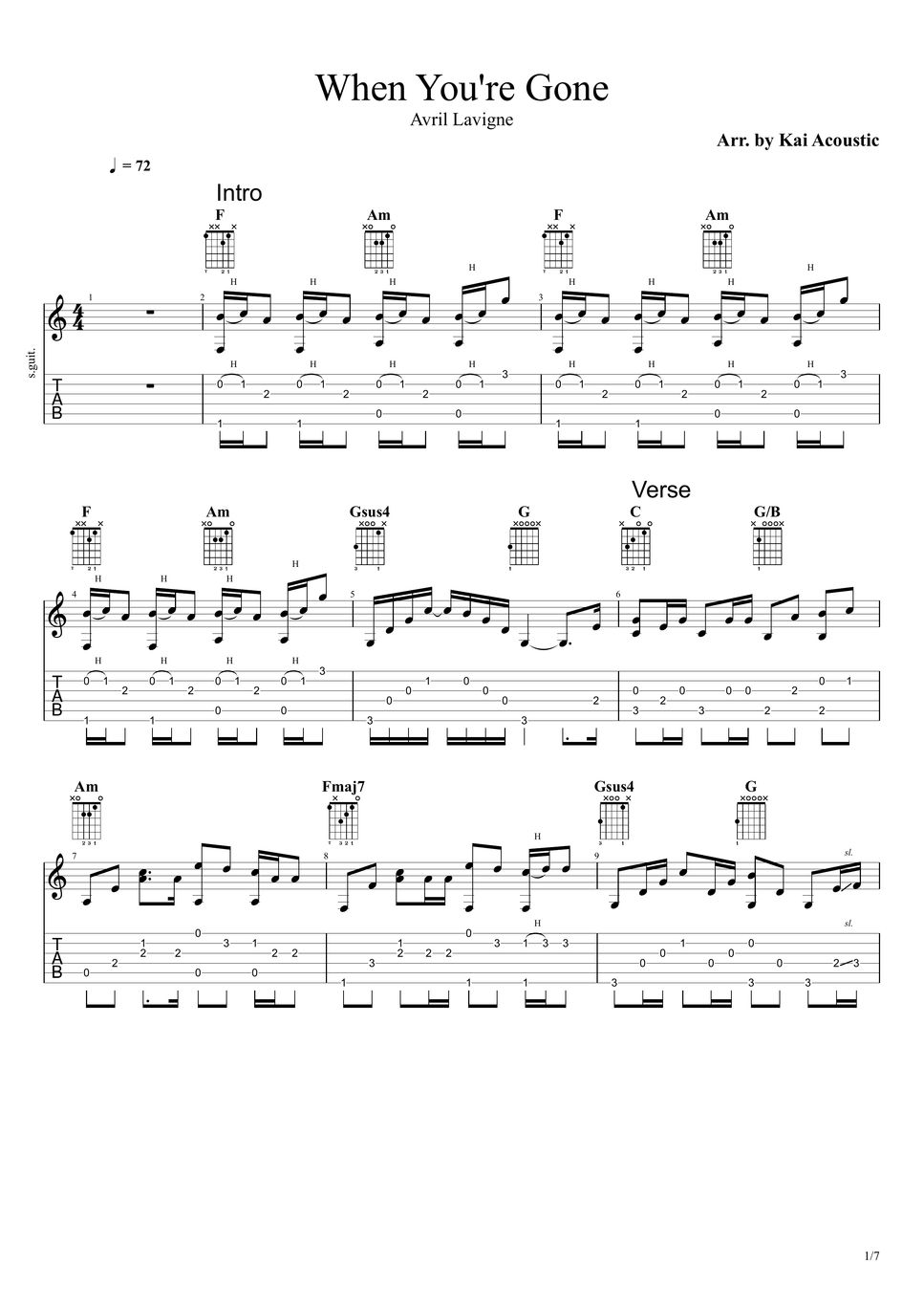 Avril Lavigne - When You're Gone | Fingerstyle Guitar Tutorial TAB ...