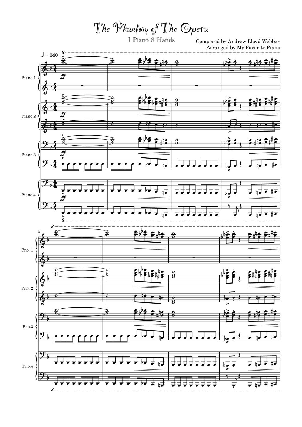 THE PHANTOM OF THE OPERA - THE PHANTOM OF THE OPERA (1 Piano 8 Hands ...