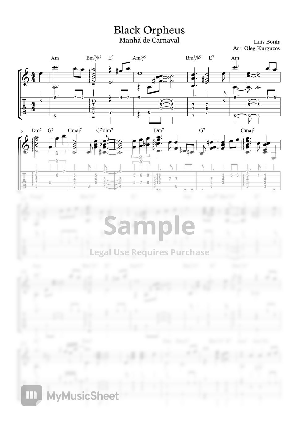 Luiz Bonfa - Black Orpheus Sheets by Oleg Kurguzov