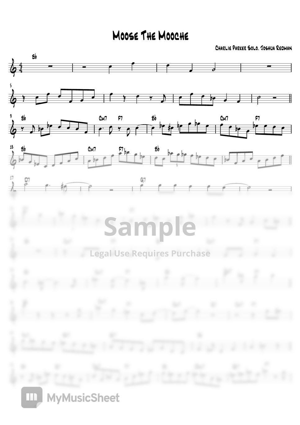 Joshua Redman (Charlie Parker) - Moose The Mooche Sheets by Eunmi Kim