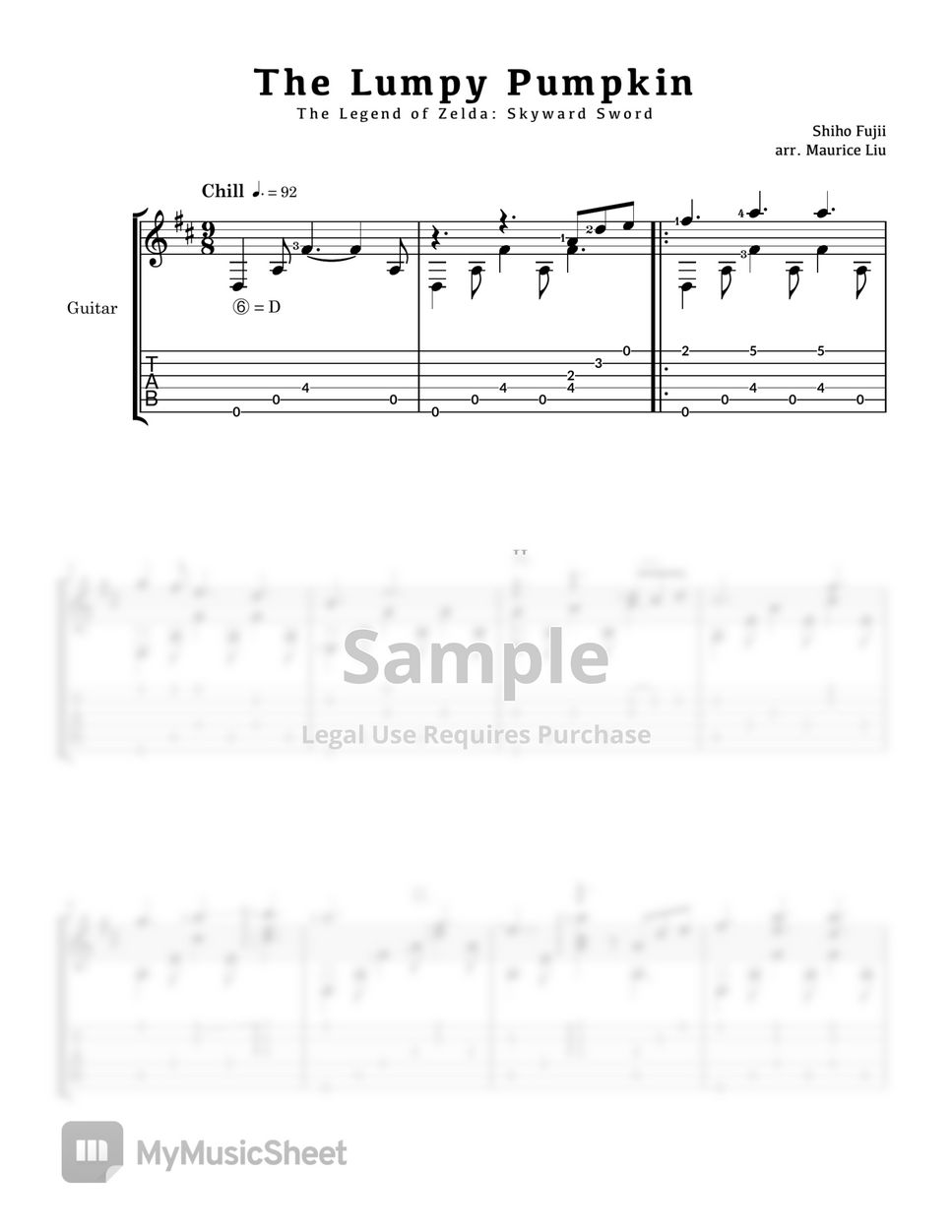 The Legend of Zelda: Skyward Sword - The Lumpy Pumpkin (Shiho Fujii) Tab + 1staff by Maurice Liu