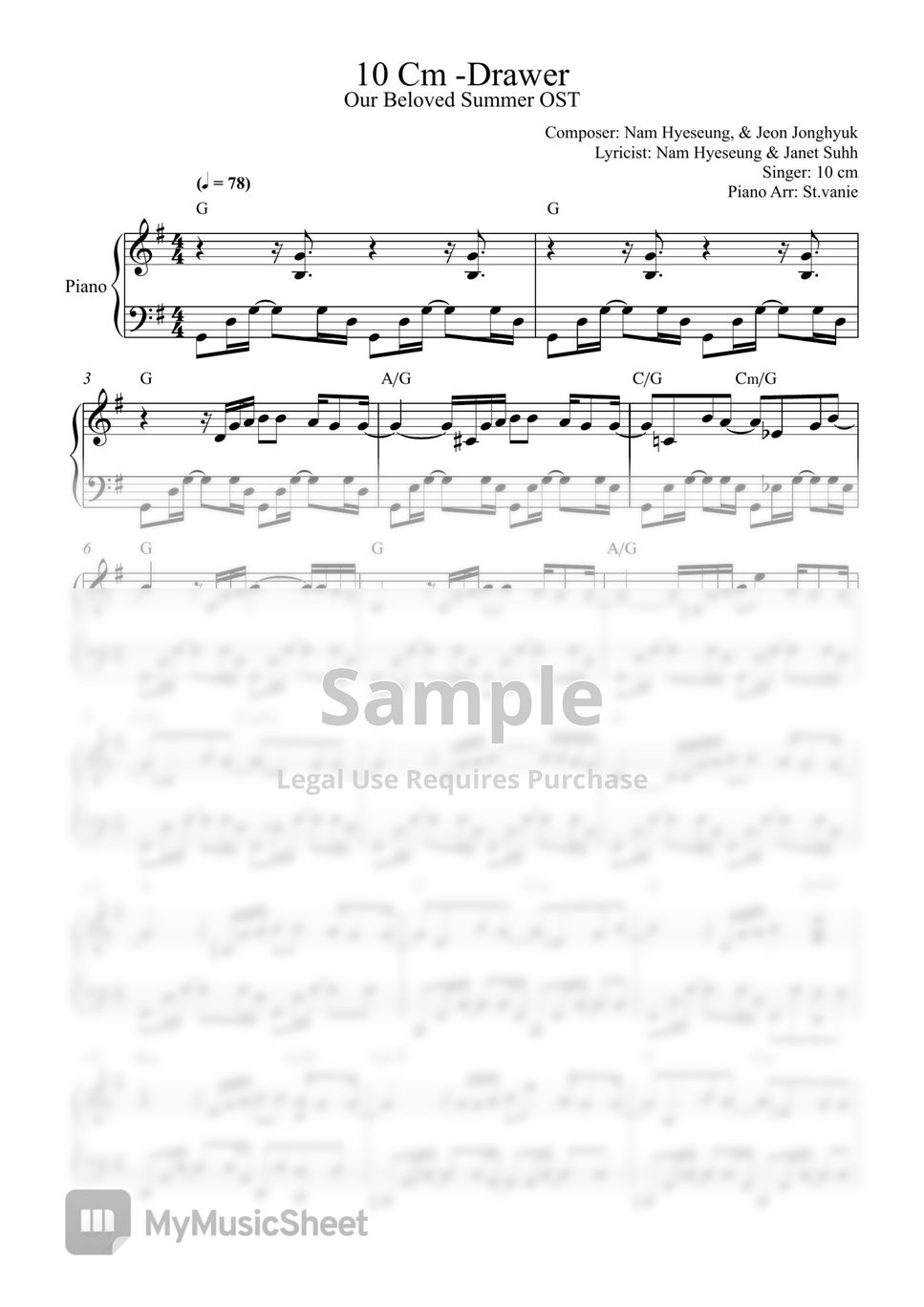 10CM (십센치) - Drawer (서랍) - 10CM (십센치) - Drawer (서랍) Partitura by St.vanie